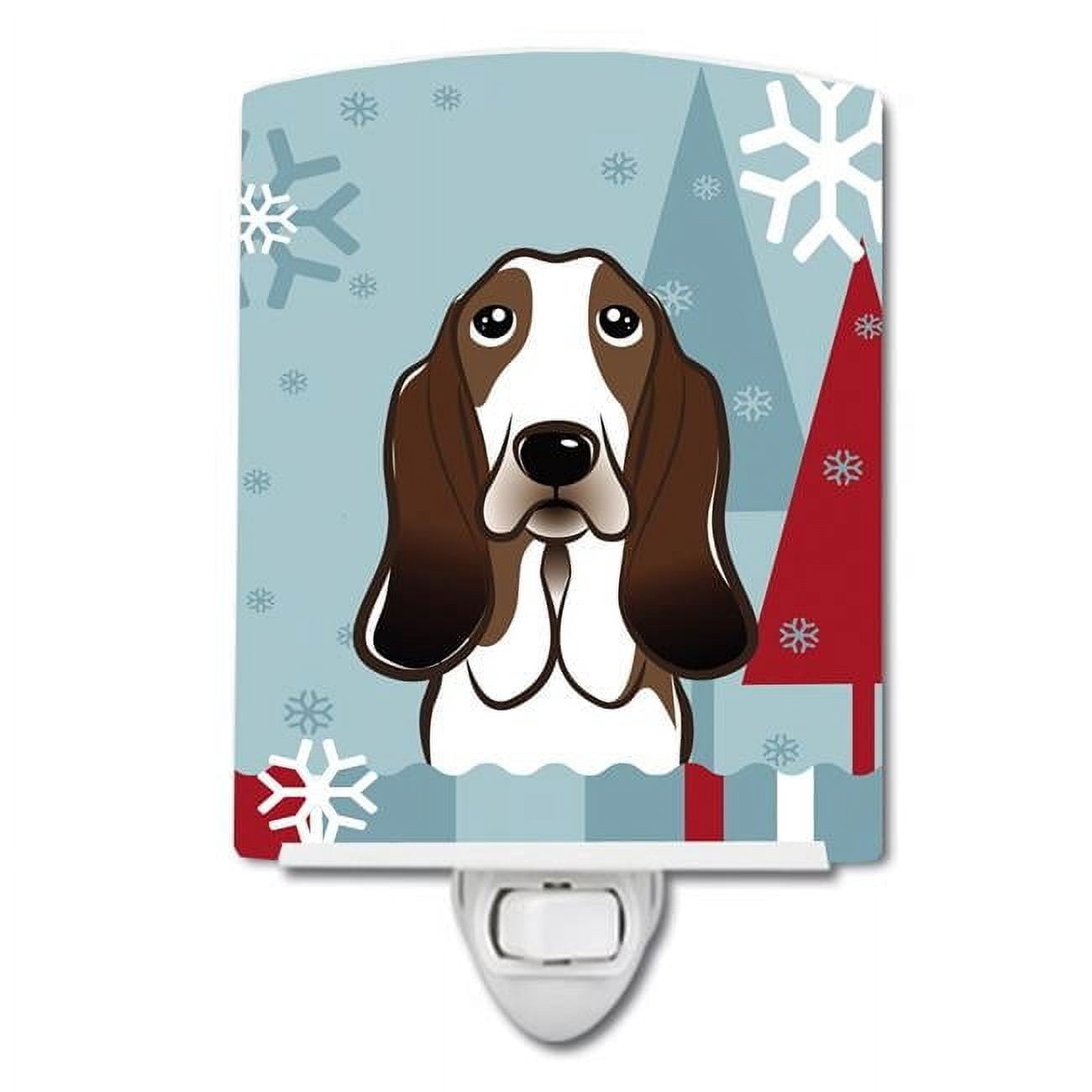 Caroline's Treasures BB1739CNL Winter Holiday Basset Hound Ceramic ...