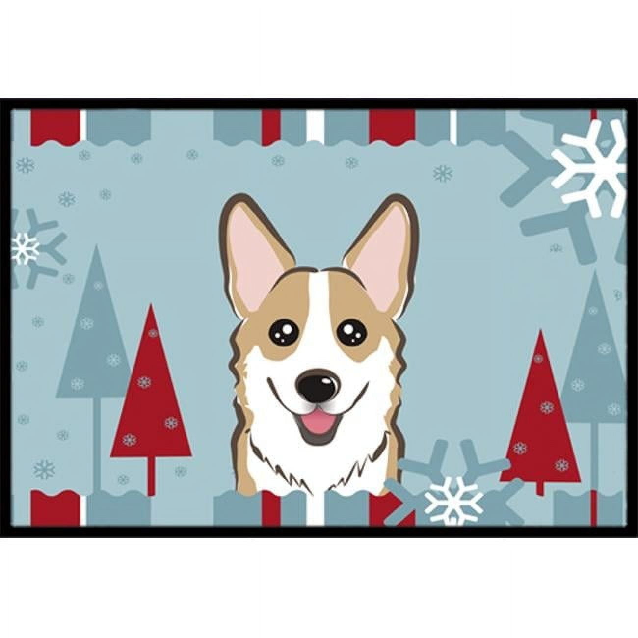 Caroline's Treasures BB1749JMAT Winter Holiday Sable Corgi Door Mat ...
