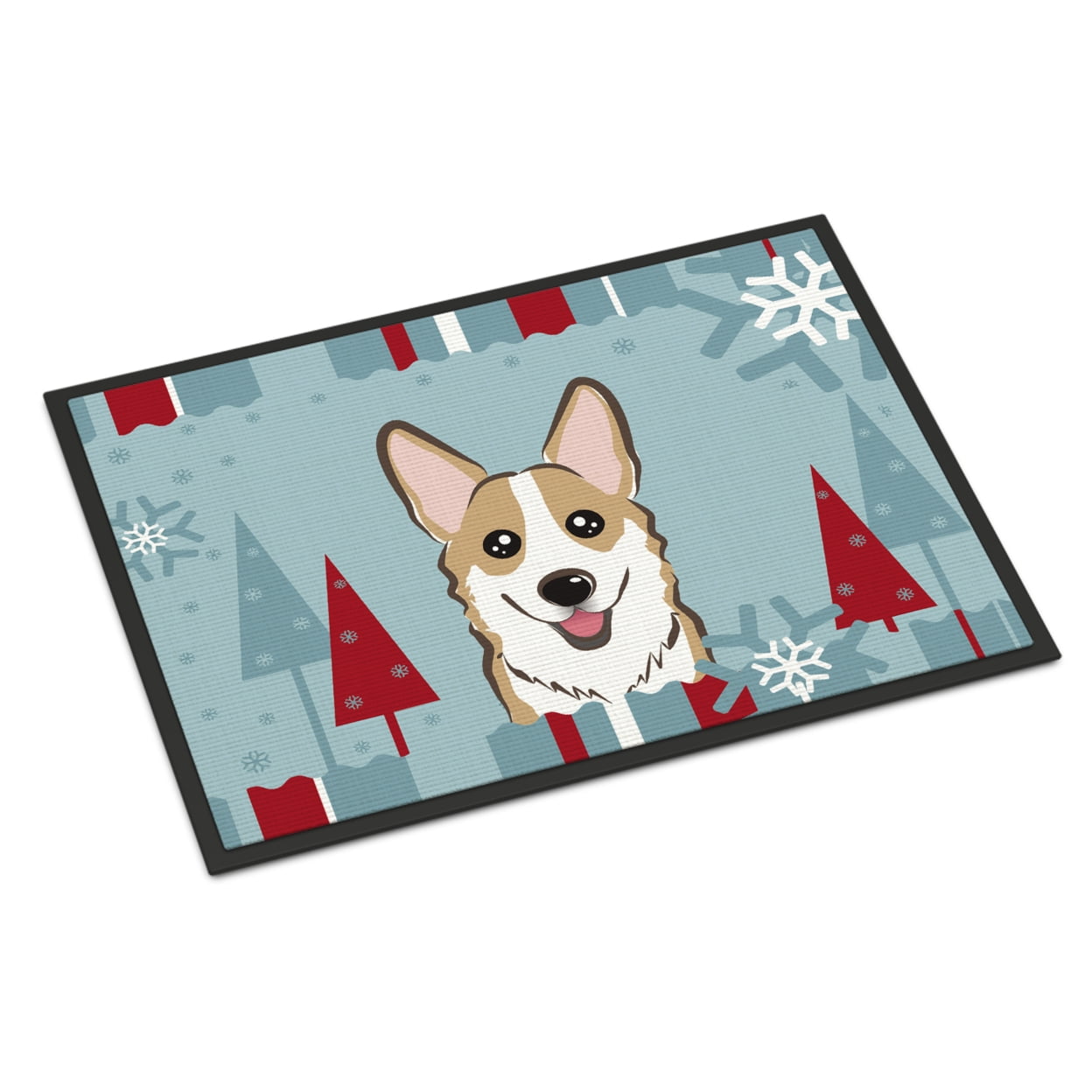 Caroline's Treasures BB1749JMAT Winter Holiday Sable Corgi Door Mat ...