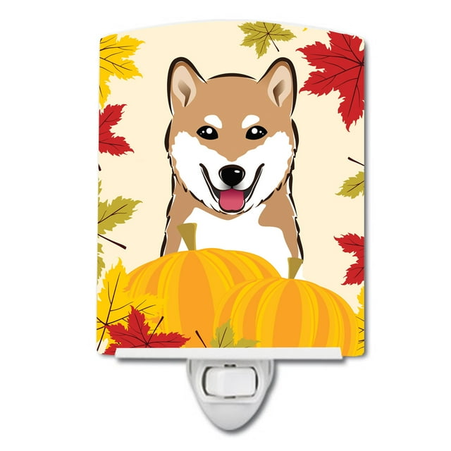Caroline's Treasures BB2031CNL Shiba Inu Thanksgiving Ceramic Night ...
