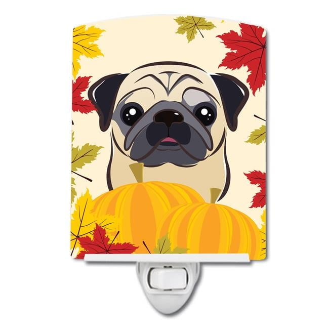 Caroline's Treasures BB2068CNL Fawn Pug Thanksgiving Ceramic Night ...