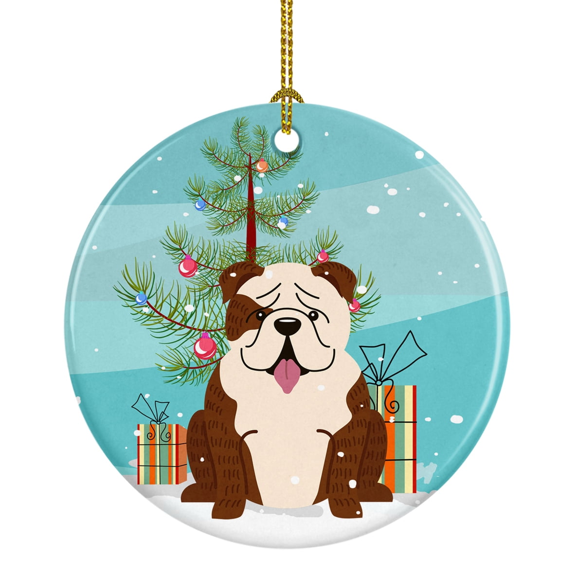 Caroline's Treasures BB4246CO1 Merry Christmas Tree English Bulldog ...