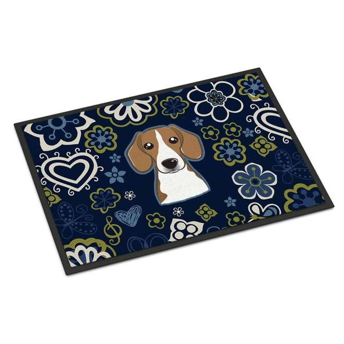 Caroline's Treasures BB5090MAT Blue Flowers Beagle Door Mat, Indoor Rug ...