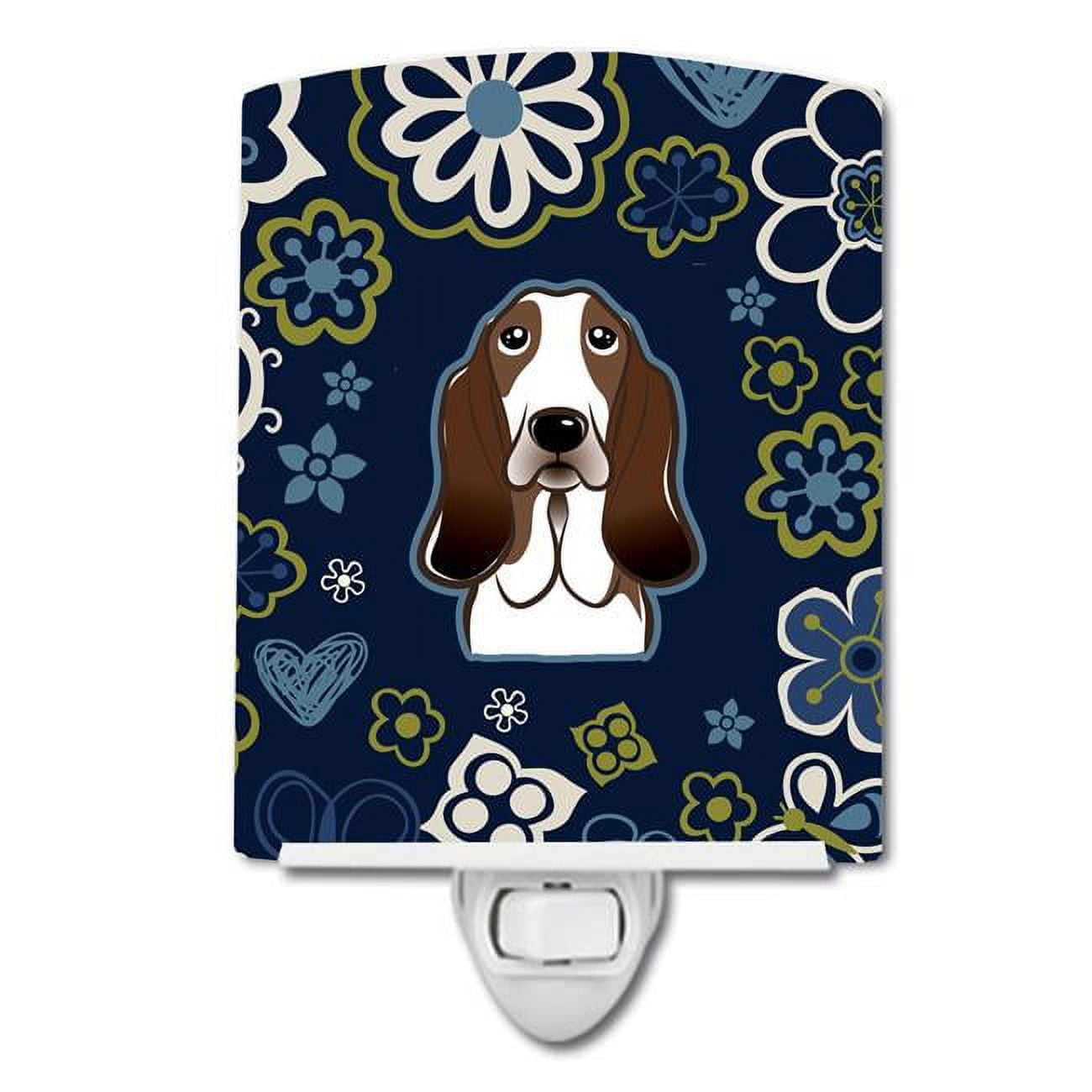 Caroline's Treasures BB5094CNL Blue Flowers Basset Hound Ceramic Night ...