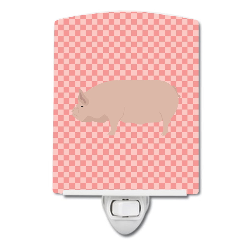 Caroline's Treasures BB7937CNL Welsh Pig Pink Check Ceramic Night Light ...