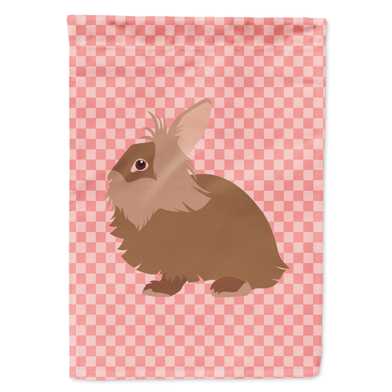 Caroline's Treasures BB7960GF Lionhead Rabbit Pink Check Flag Garden ...