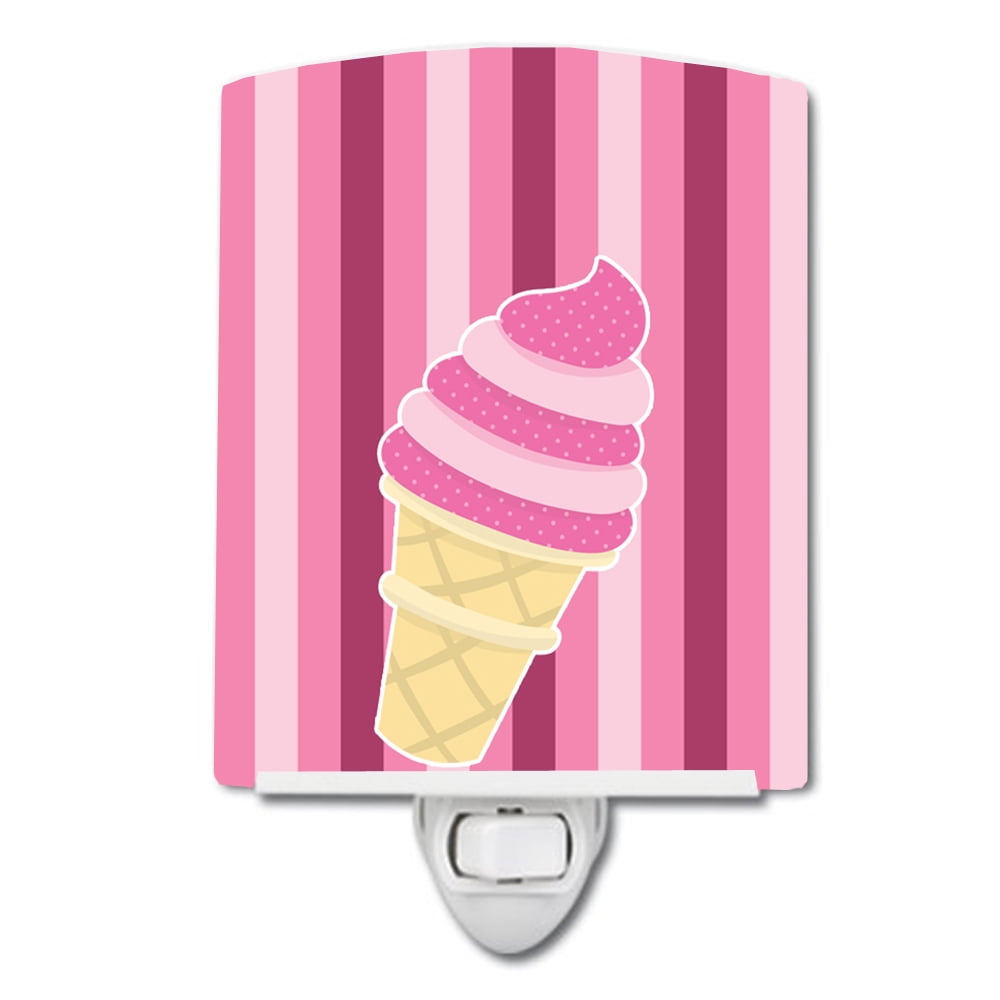 Caroline's Treasures BB9065CNL Ice Cream Cone Pink Swirl Ceramic Night ...