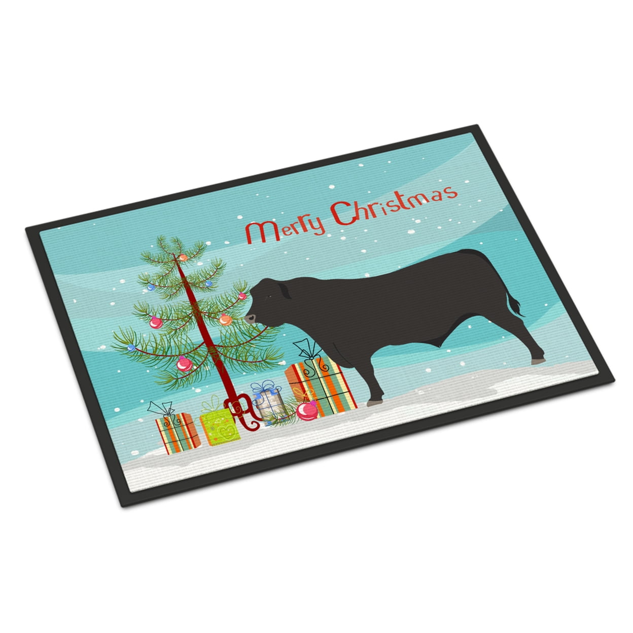 Caroline's Treasures BB9195MAT Black Angus Cow Christmas Door Mat ...