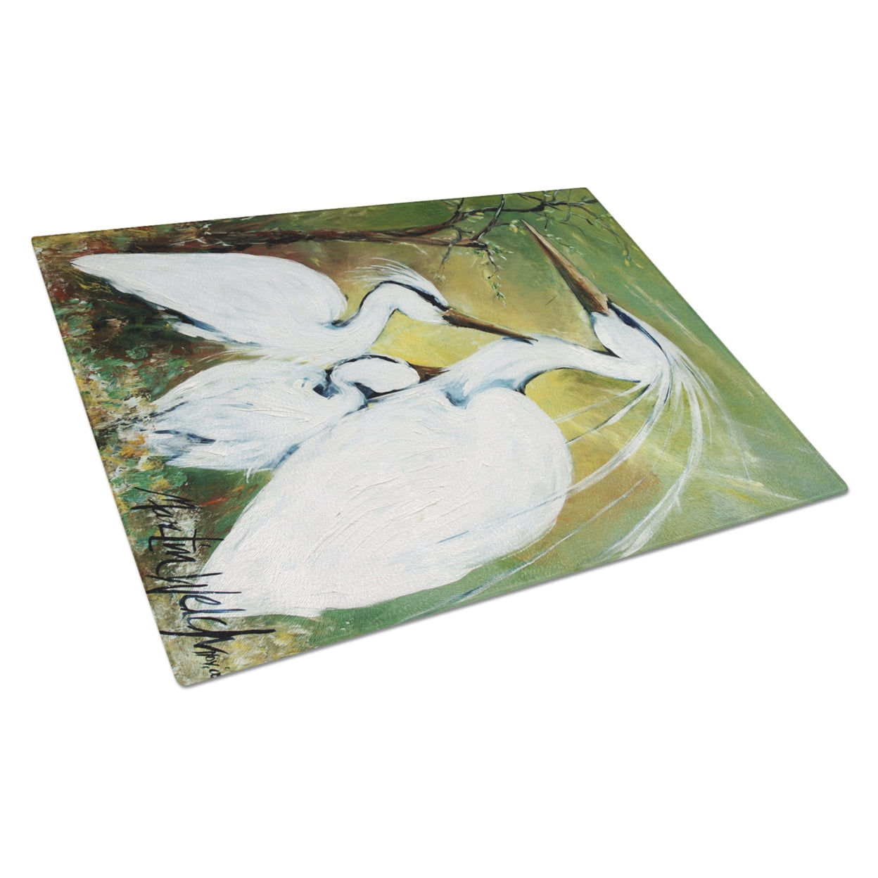 Caroline's Treasures Blessing at Feeding Time Egret Family Glass ...
