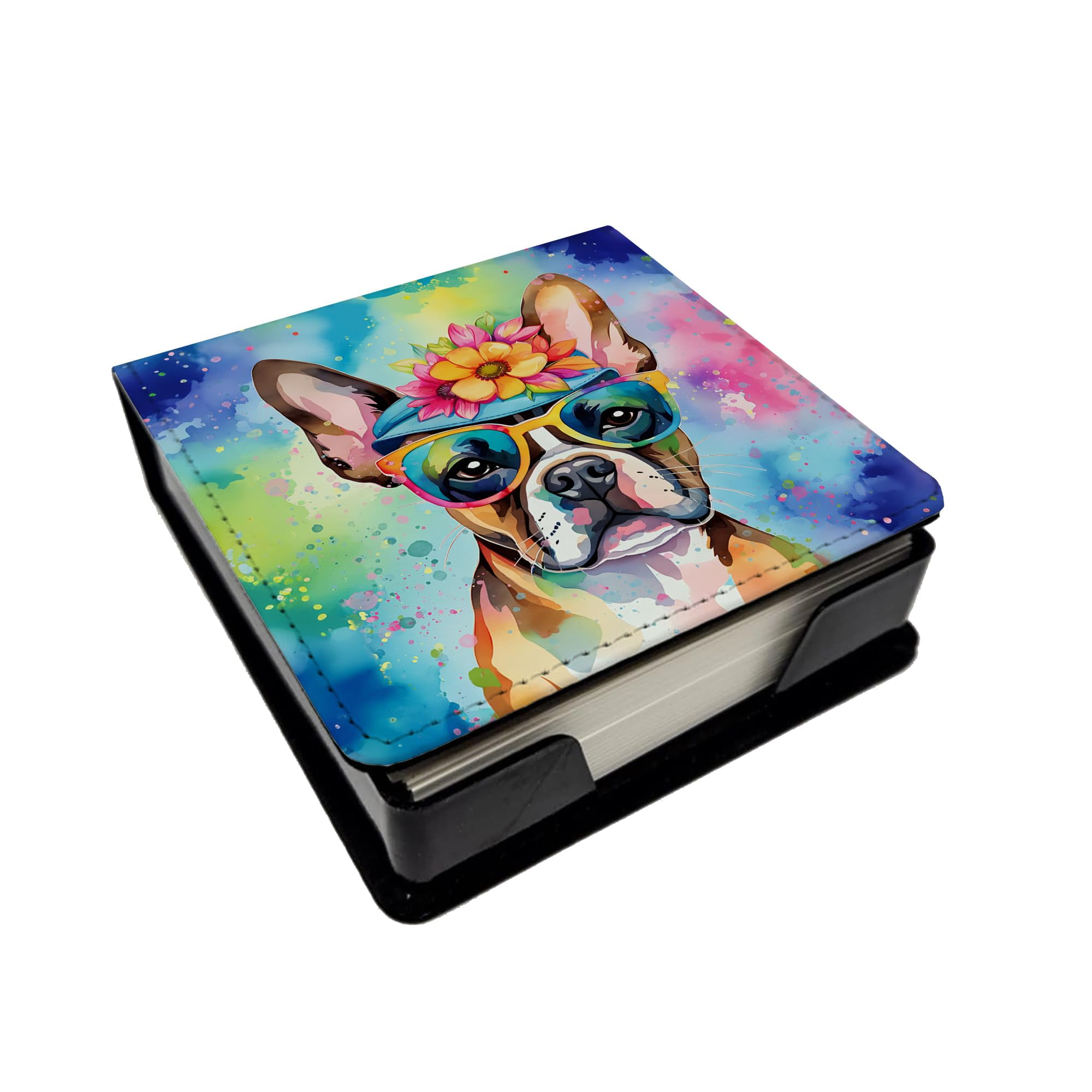 Caroline's Treasures Boston Terrier Hippie Dawg PU Leather Note Paper ...