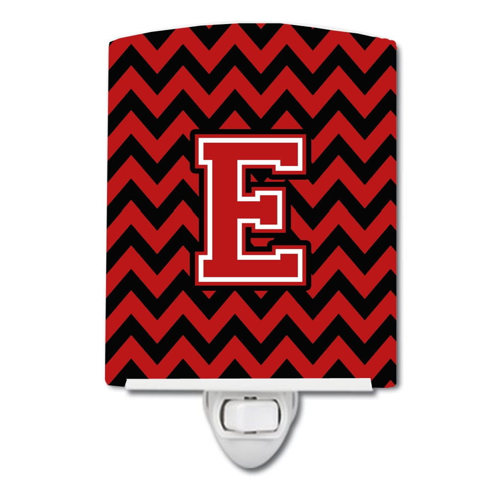 Caroline's Treasures CJ1047-ECNL Letter E Chevron Black and Red Ceramic ...