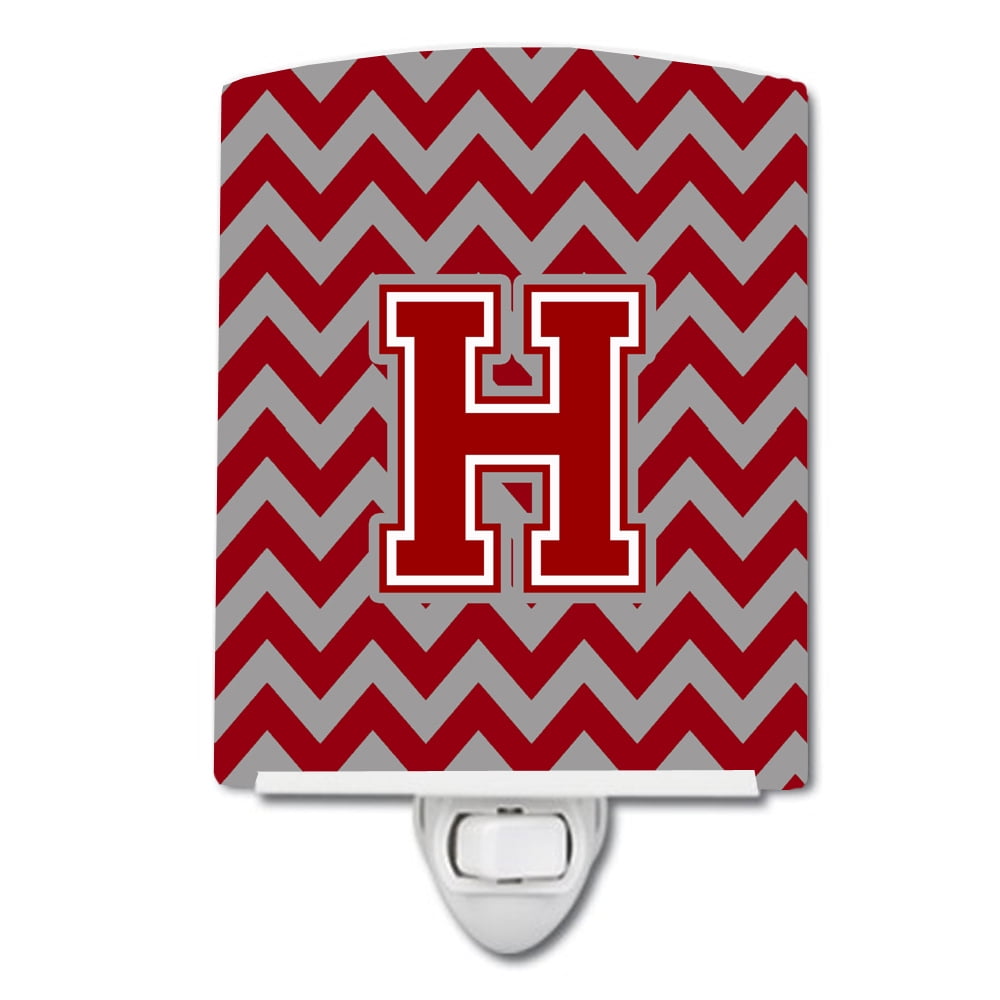 Letter H Chevron Maroon and White Ceramic Night Light - Walmart.com