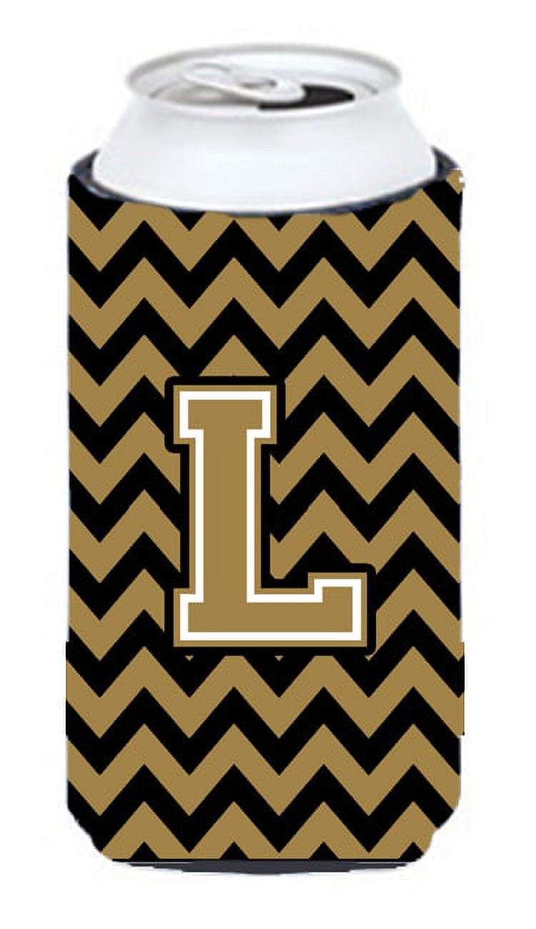 Caroline's Treasures CJ1050-LTBC Letter L Chevron Black and Gold Tall ...