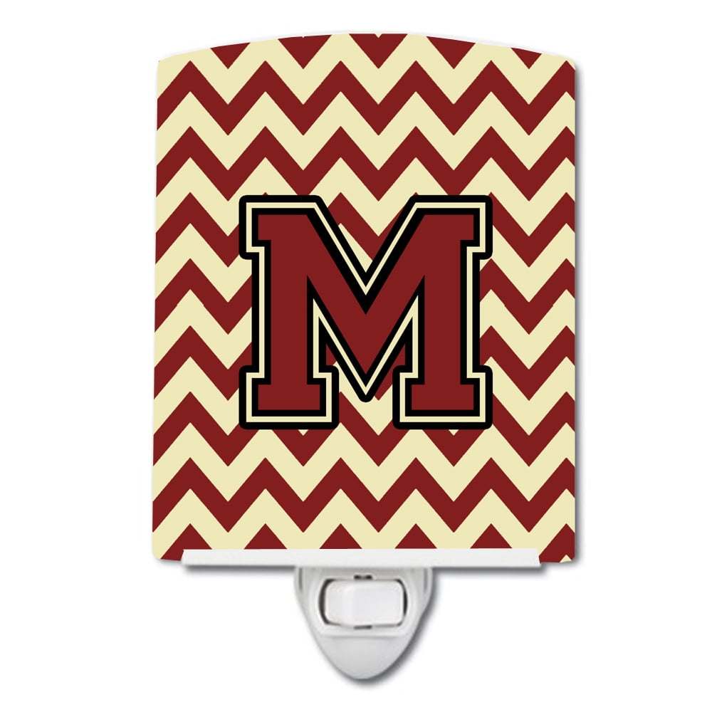 Caroline's Treasures CJ1061-MCNL Letter M Chevron Maroon and Gold ...