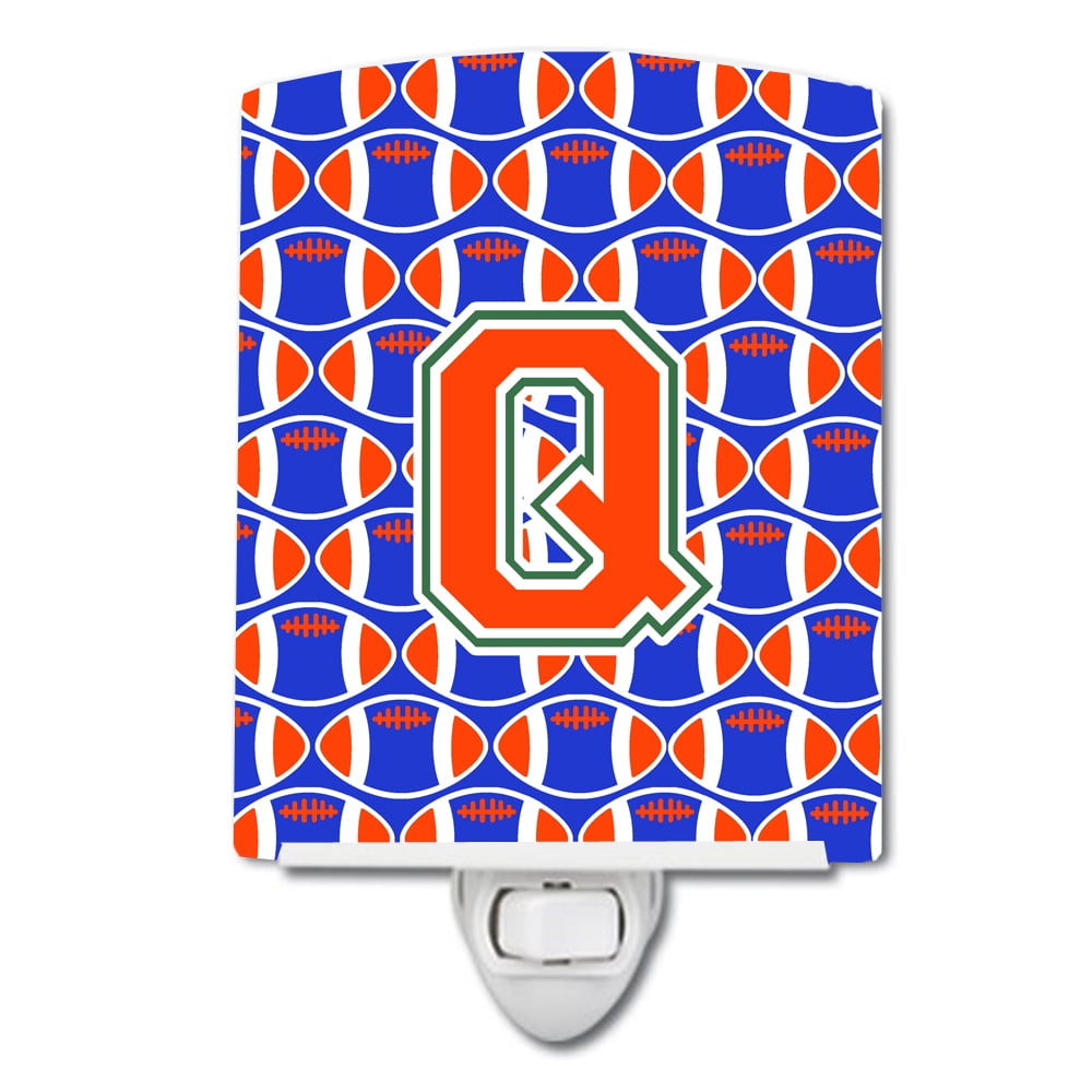 Letter Q Football Green, Blue and Orange Ceramic Night Light - Walmart ...