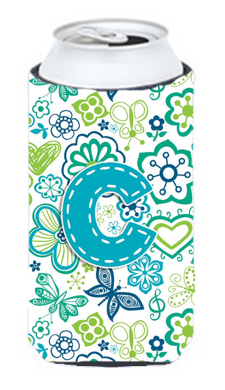 Caroline's Treasures CJ2006-CTBC Letter C Flowers and Butterflies Teal ...