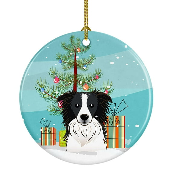 Caroline's Treasures Christmas Tree and Border Collie Ceramic Ornament ...