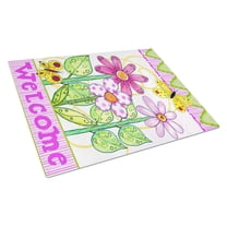 Caroline's Treasures Pink Flowers and Polka Dots Glass Cutting Board ...