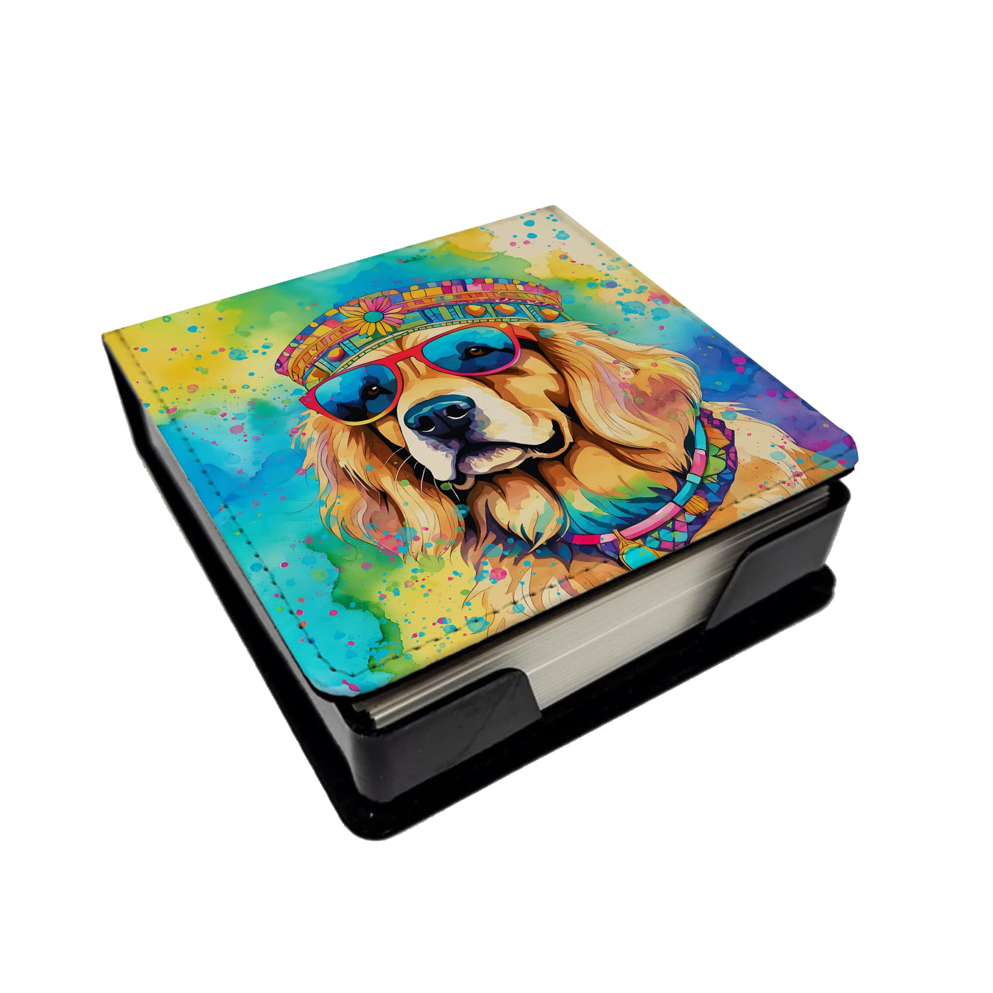 Caroline's Treasures Golden Retriever Hippie Dawg PU Leather Note Paper ...