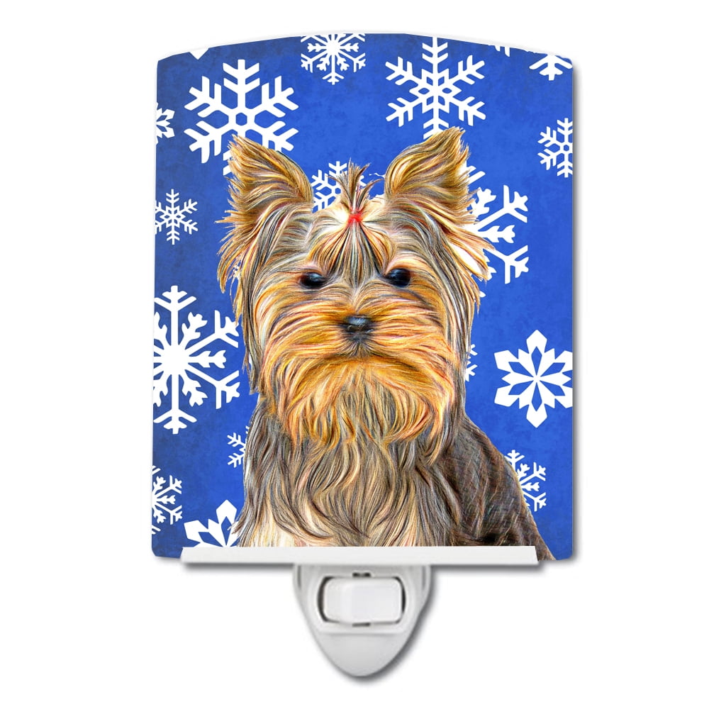 Caroline's Treasures KJ1177CNL Winter Snowflakes Holiday Yorkie ...