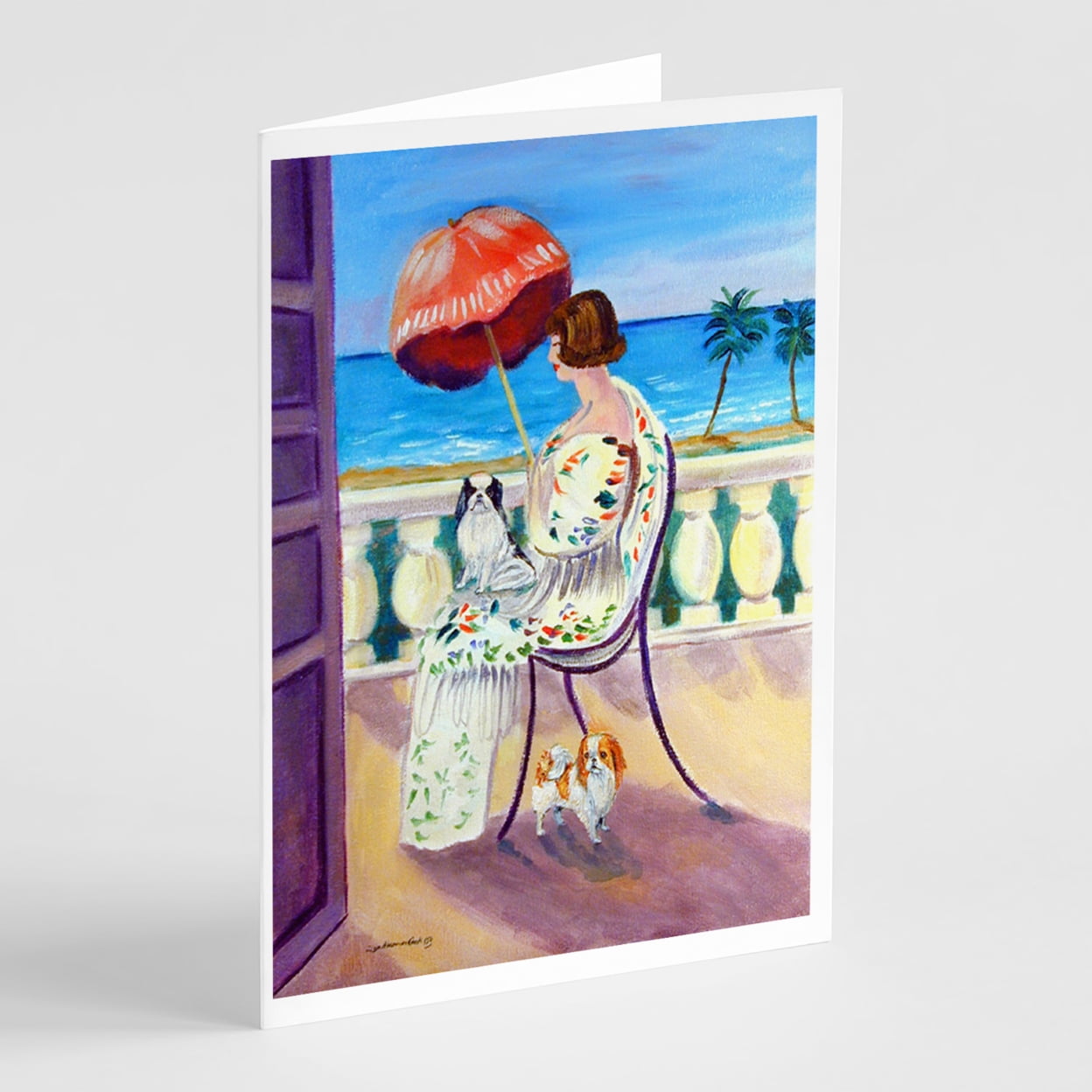 Lady with her Japanese Chin Greeting Cards and Envelopes Pack of 8 ...