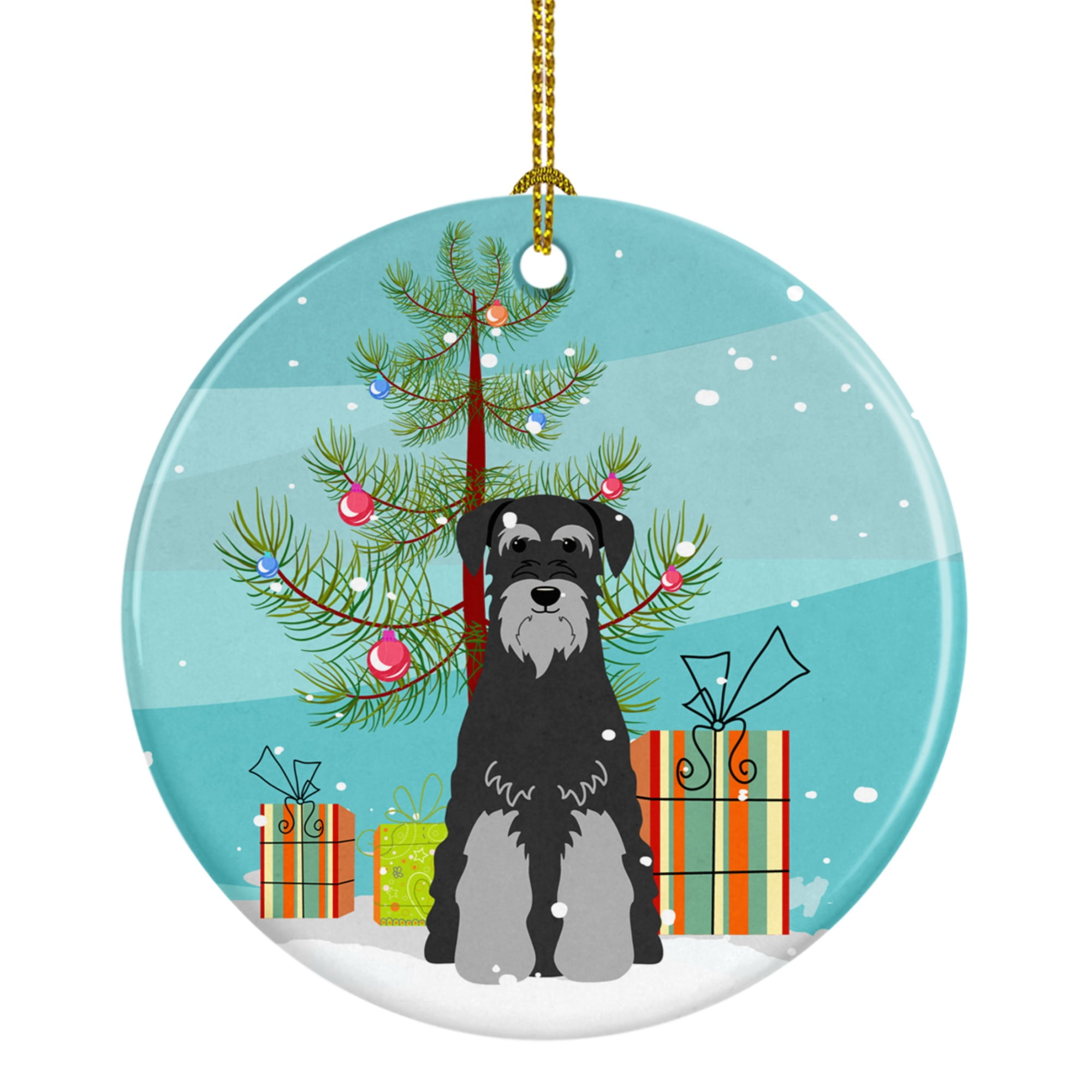 Caroline's Treasures Merry Christmas Tree Standard Schnauzer Black Grey ...