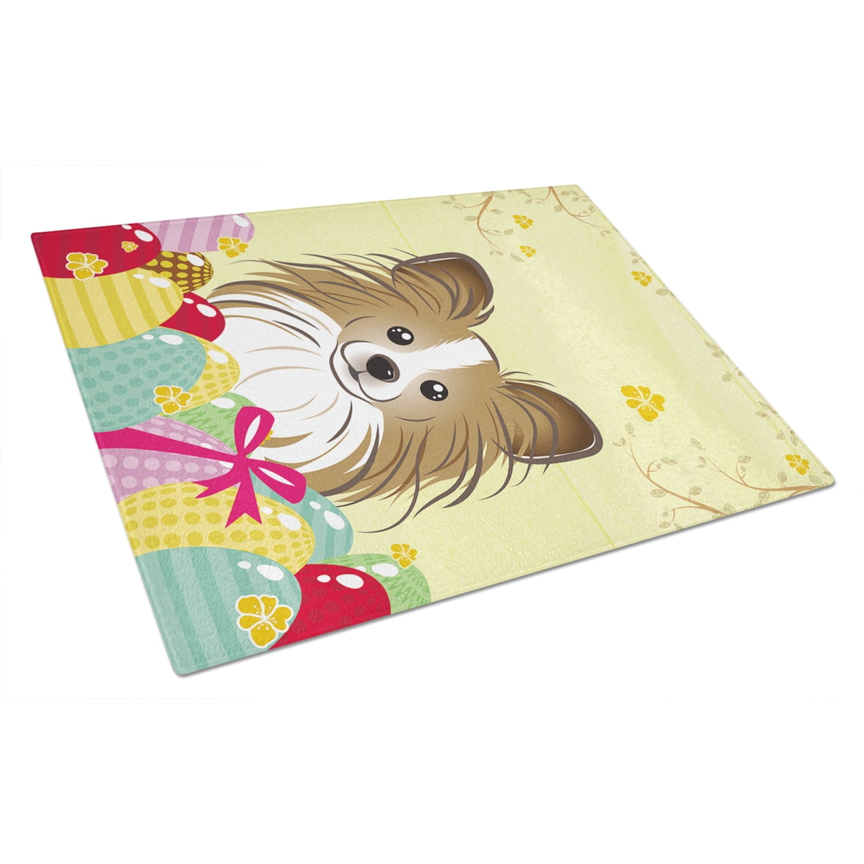 Caroline's Treasures Papillon Easter Egg Hunt Glass Cutting Board Large ...