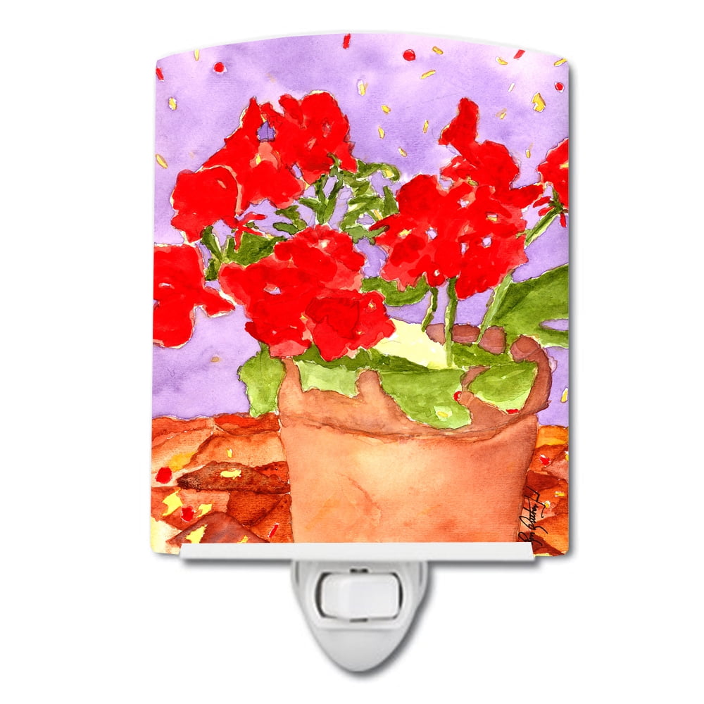 Caroline's Treasures RDR2004CNL Flower - Geranium Ceramic Night Light ...