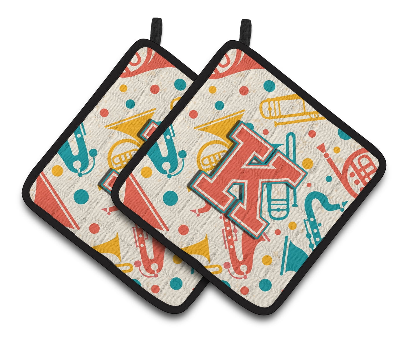 Caroline's Treasures Retro Musical Instruments Potholder (Set of 2 ...