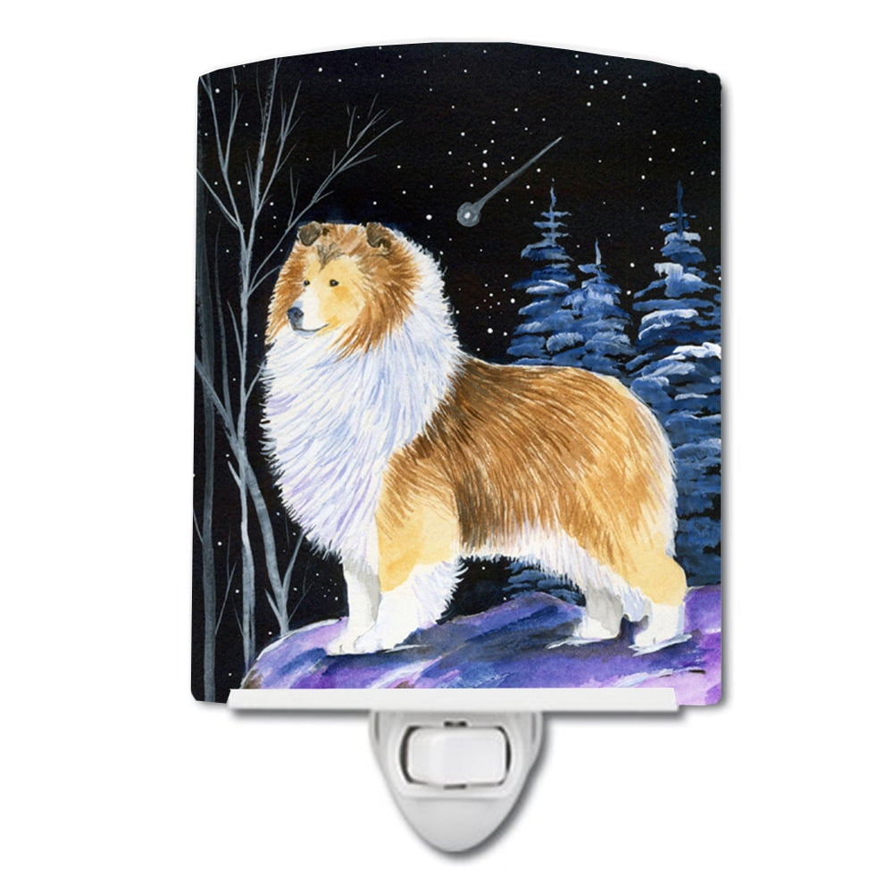 Caroline's Treasures SS8368CNL Starry Night Sheltie Ceramic Night Light ...