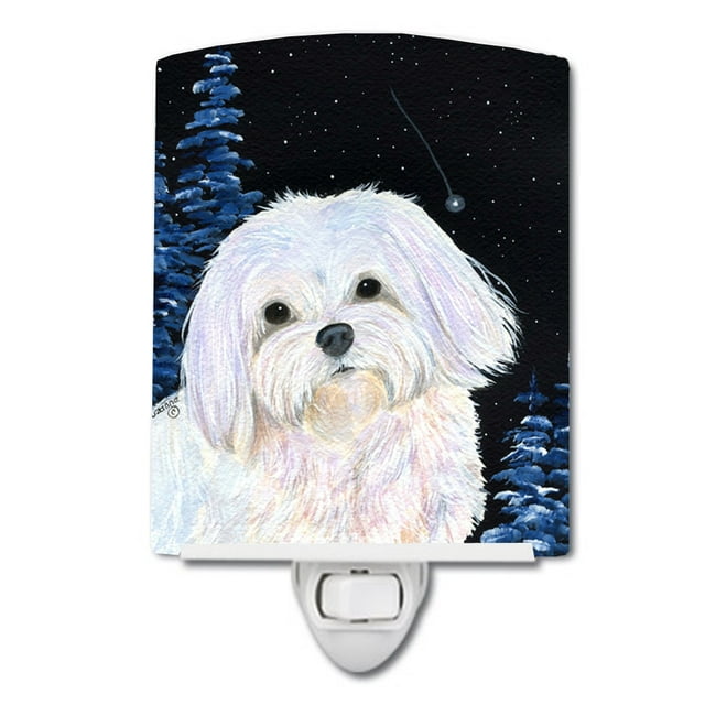 Caroline's Treasures SS8460CNL Starry Night Maltese Ceramic Night Light ...