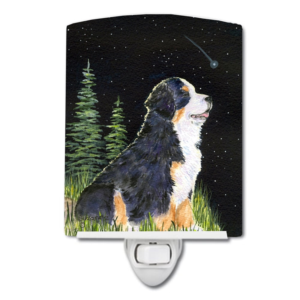 Caroline's Treasures SS8468CNL Starry Night Bernese Mountain Dog Ceramic Night Light, 6x4x3 ...