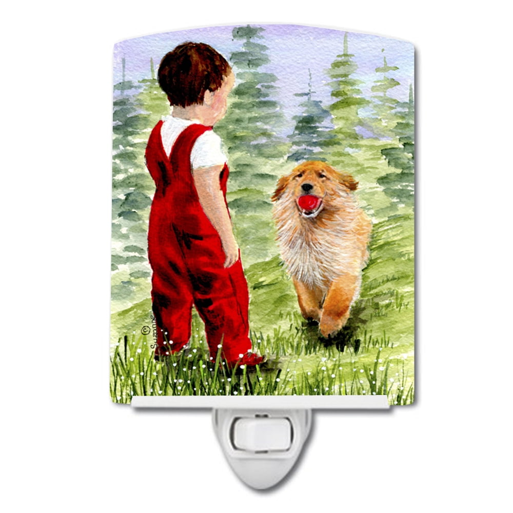 Caroline's Treasures SS8545CNL Little Boy with his Golden Retriever ...