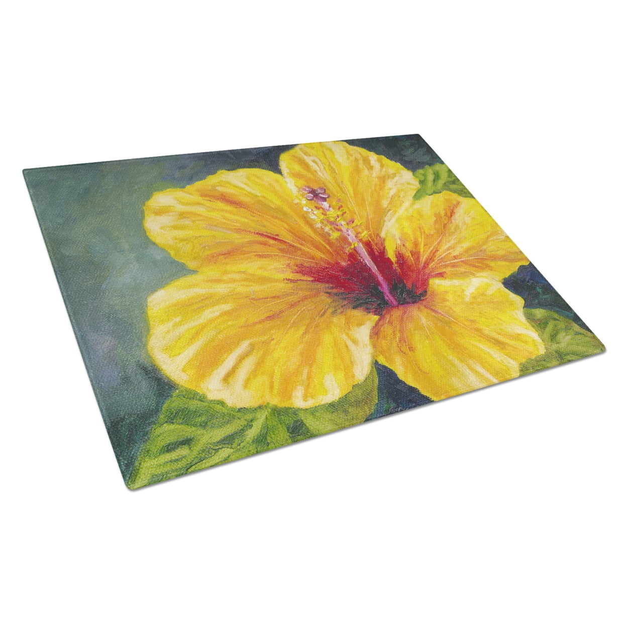 Caroline's Treasures TMTR0321LCB Yellow Hibiscus by Malenda Trick Glass Cutting Board Large, 12H ...