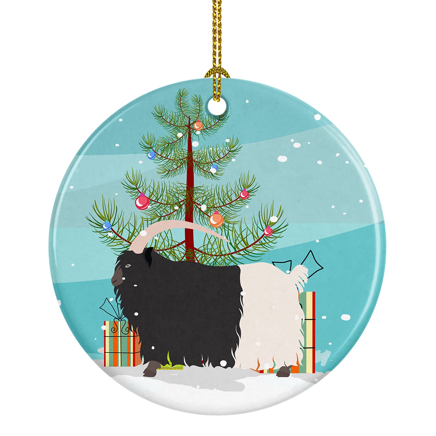 Caroline's Treasures Welsh Black-Necked Goat Christmas Ceramic Ornament ...