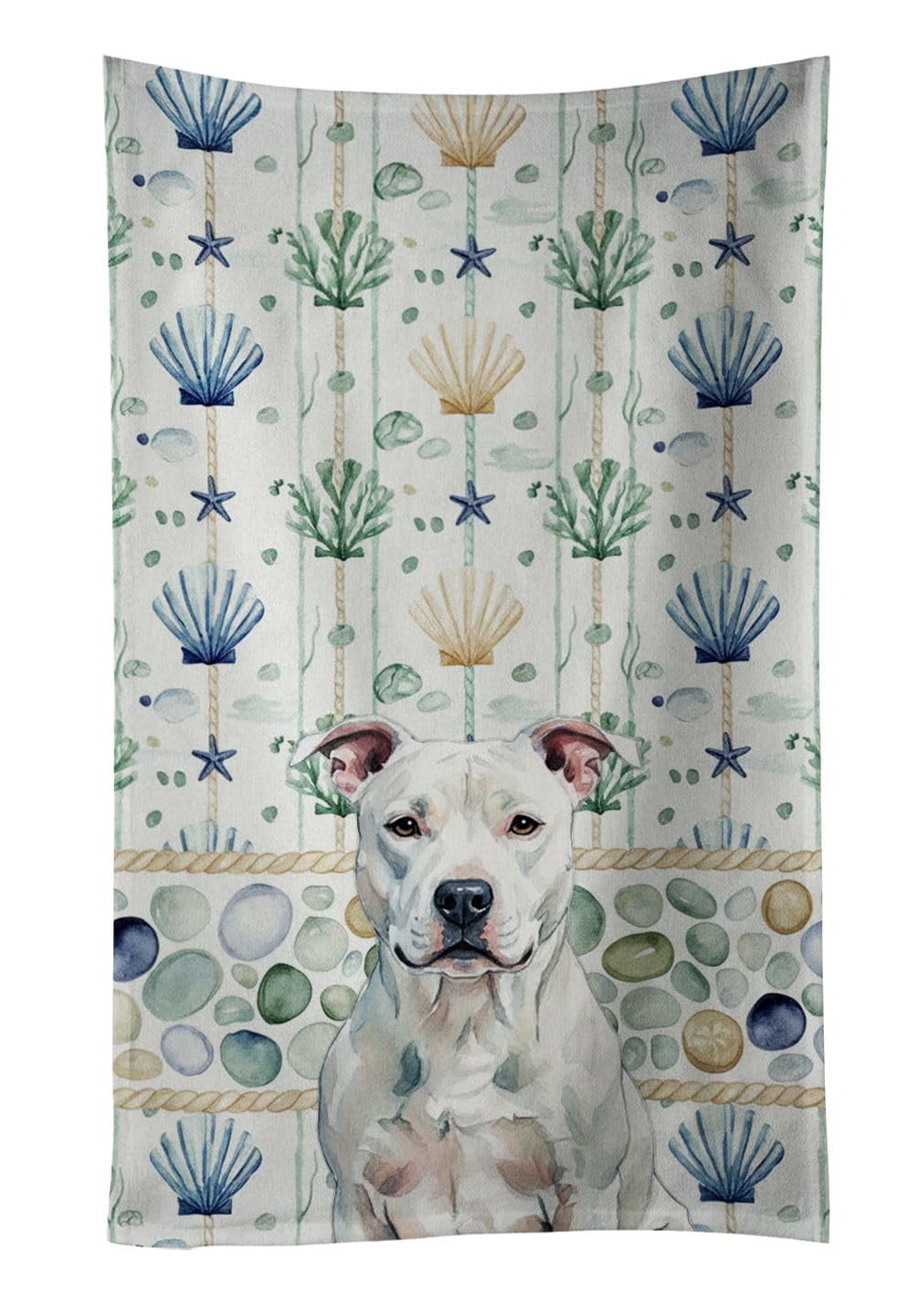 Caroline's Treasures White American Staffordshire Terrier Coastal Sea ...