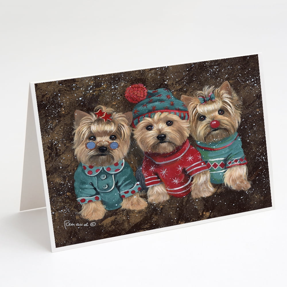 Yorkshire Terrier Yorkie Christmas Elves Greeting Cards and Envelopes ...