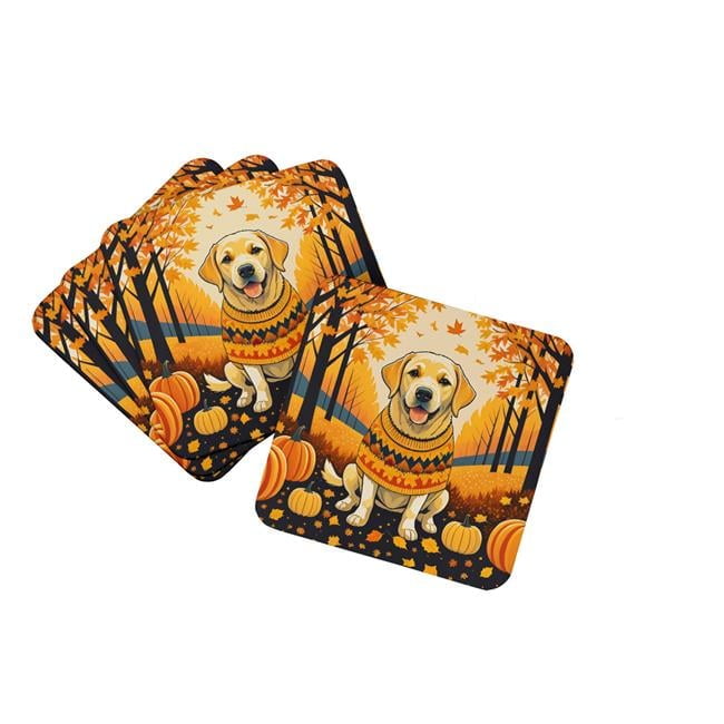 Yellow Labrador Retriever Fall Foam Coaster Set of 4 3.5 in x 3.5 in ...