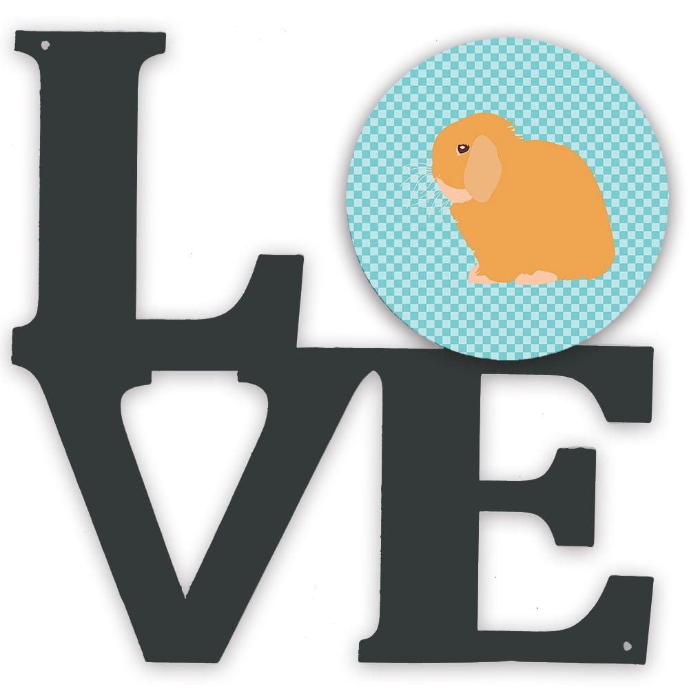 Holland Lop Rabbit Blue Check Metal Wall Artwork LOVE - Walmart.com