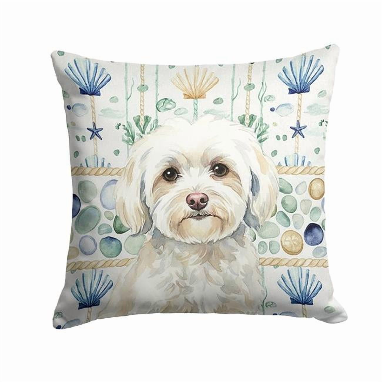 Carolines Treasures 14 x 14 in. White Havanese Coastal Sea Glass Throw ...
