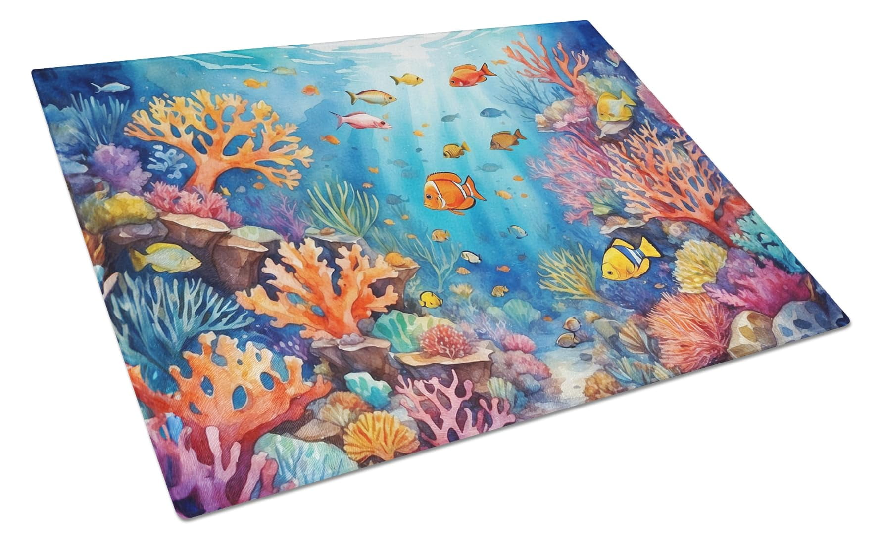 Carolines Treasures DAC7659LCB 15 x 12 in. Coral & Fish Glass Cutting ...