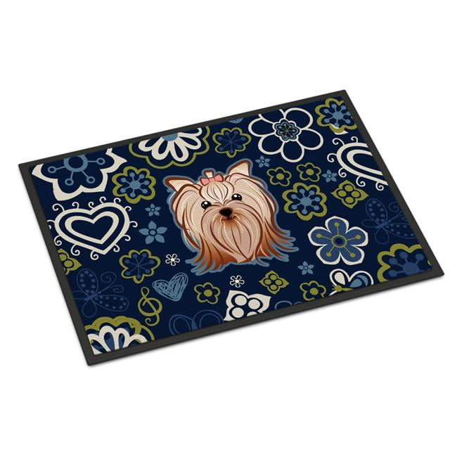 Carolines Treasures 18 x 27 in. Blue Flowers Yorkie Yorkishire Terrier ...