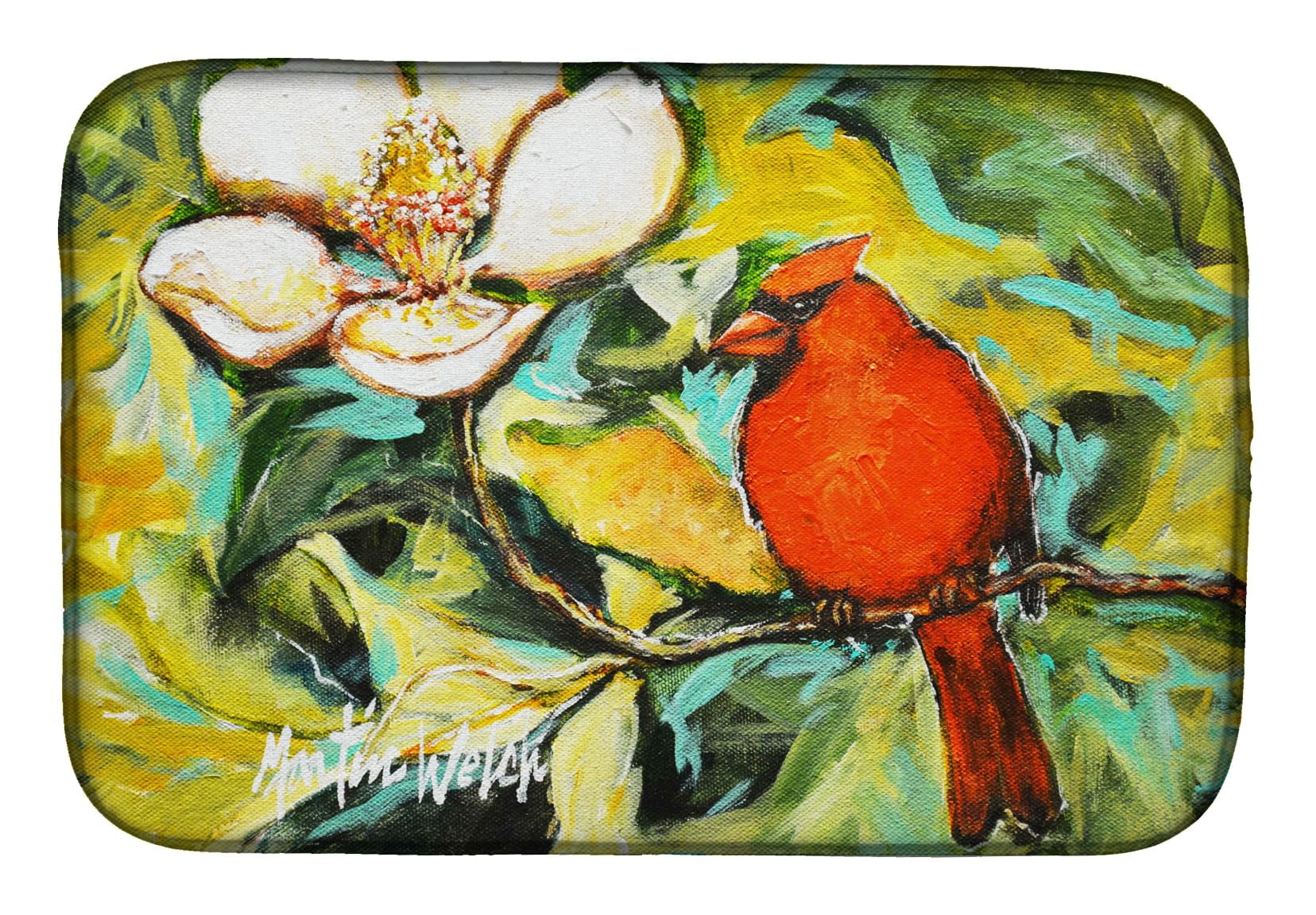 Cardinal with Magnolia Dish Drying Mat 14 in x 21 in - Walmart.com