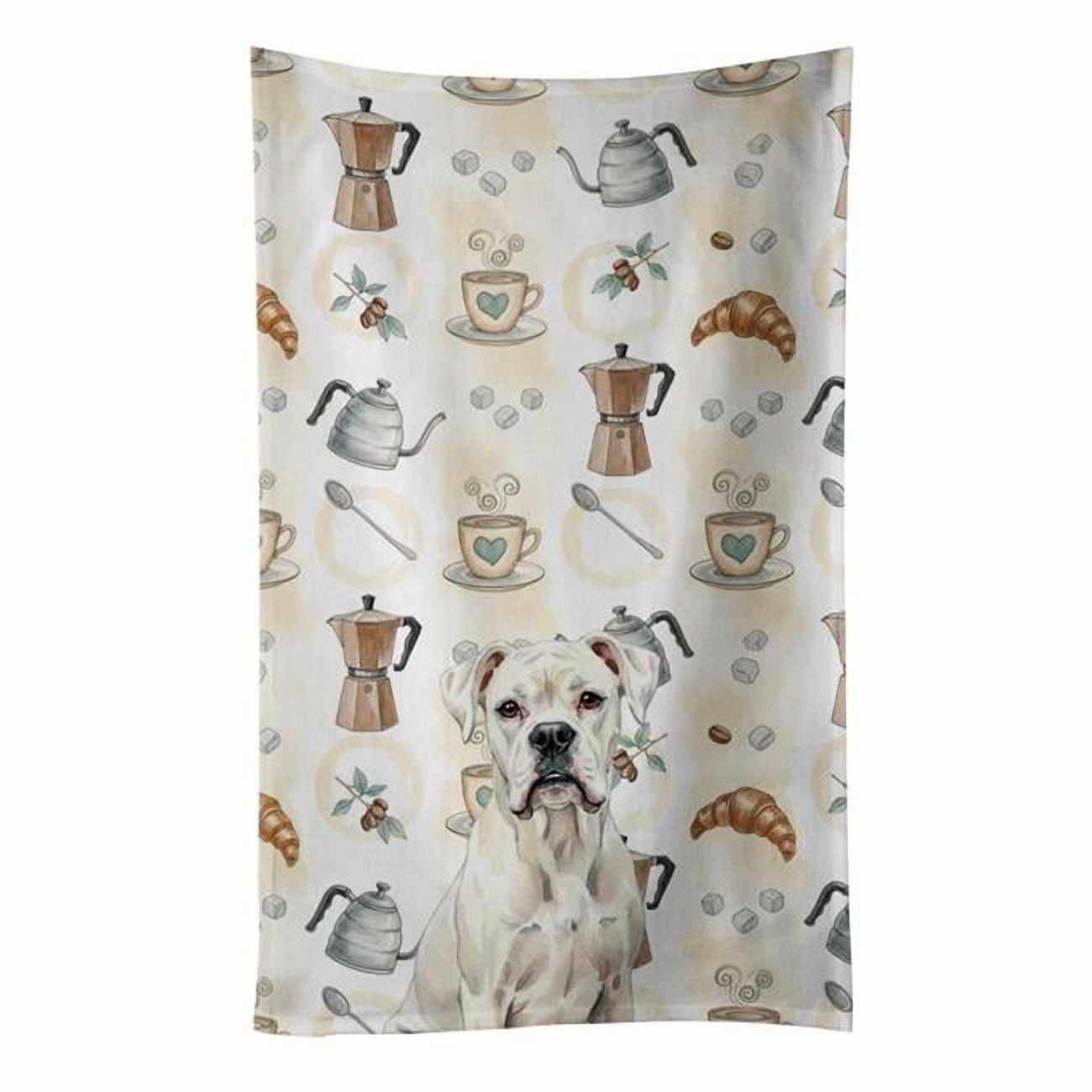 Carolines Treasures 25 x 15 in. White Boxer Coffee Bar Kitchen Towel ...