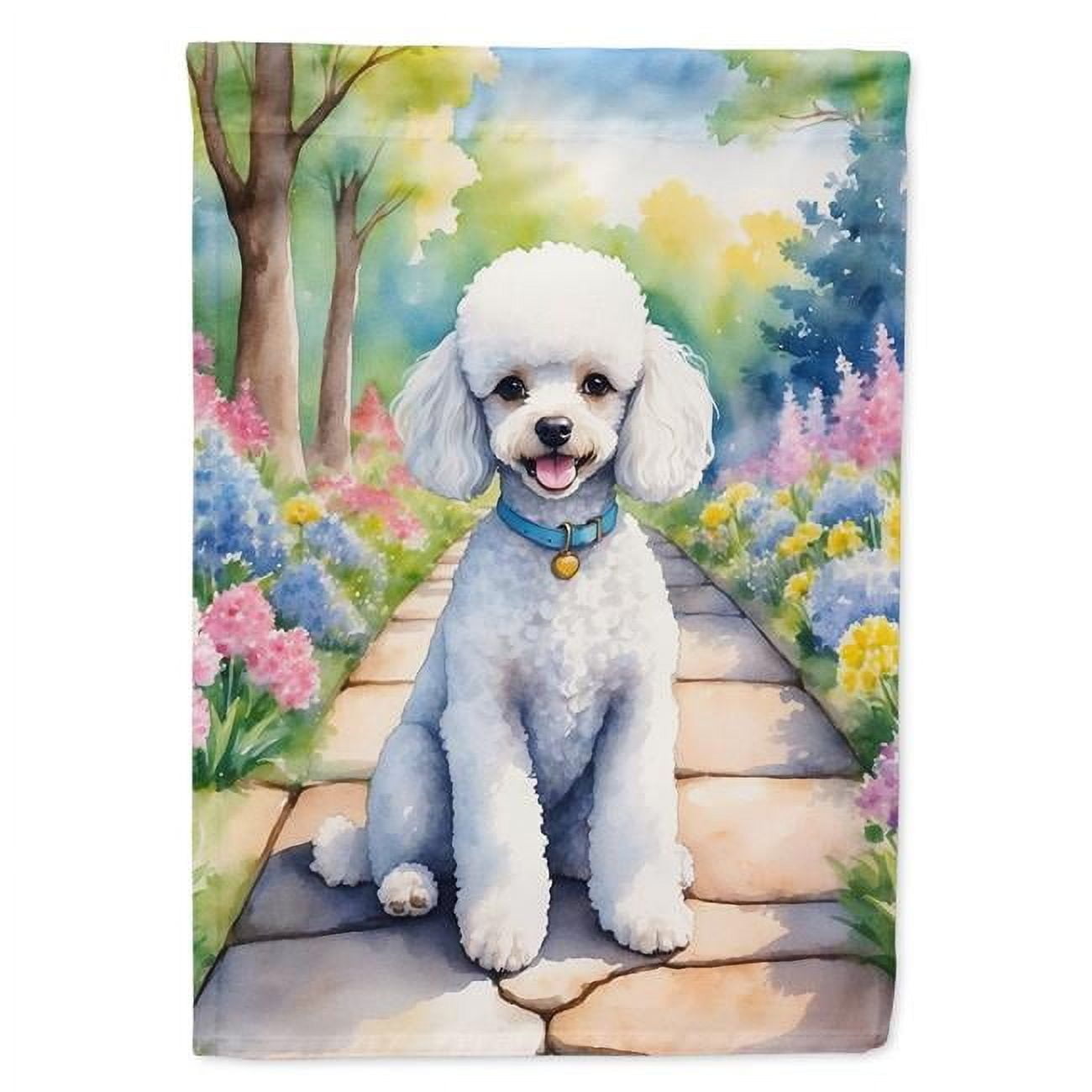 White Poodle Spring Path House Flag - Walmart.com