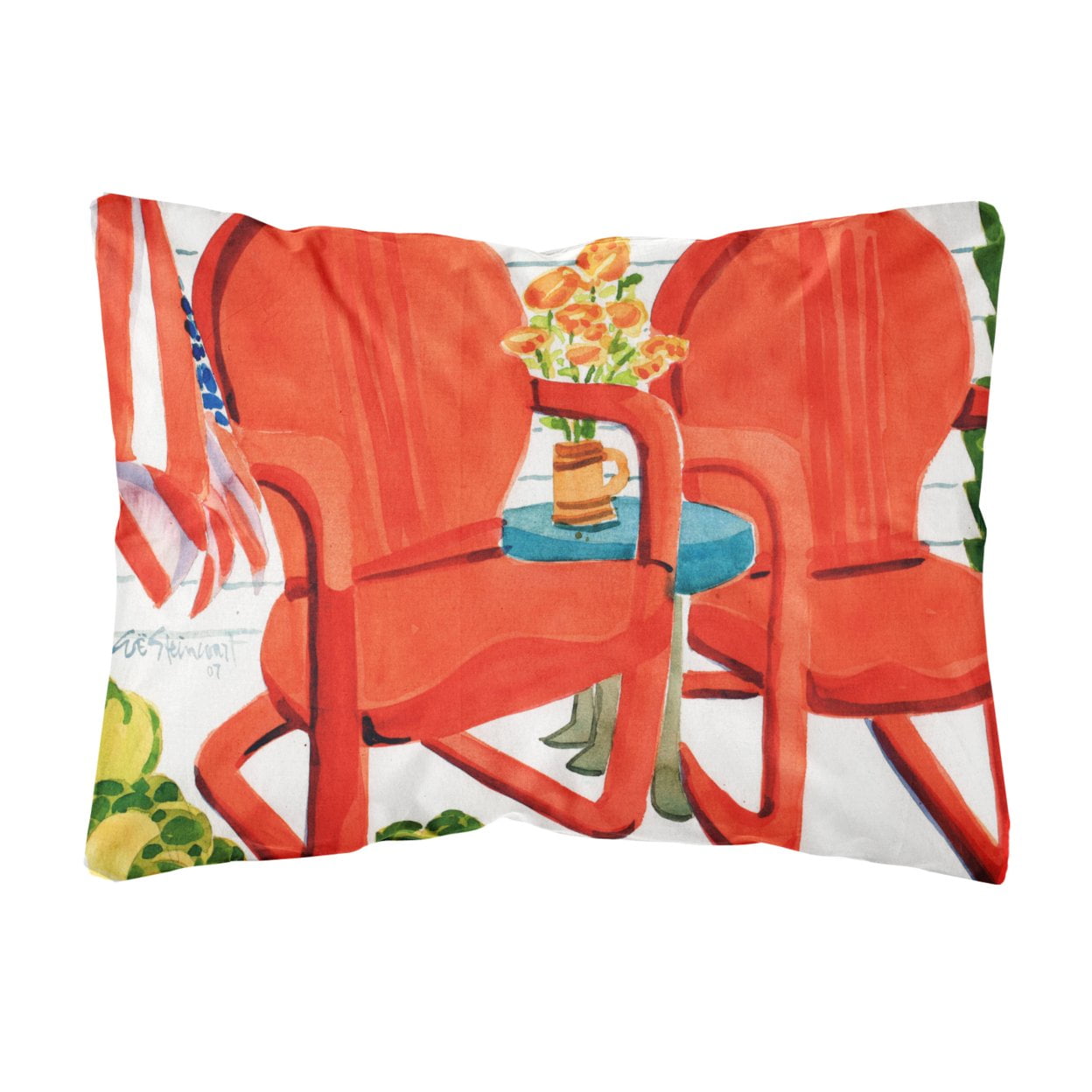Carolines Treasures 6140PW1216 Red Chairs Patio View Fabric Decorative ...