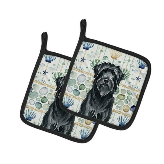 Carolines Treasures 7.5 x 7.5 in. Black Briard Coastal Sea Glass Pair ...