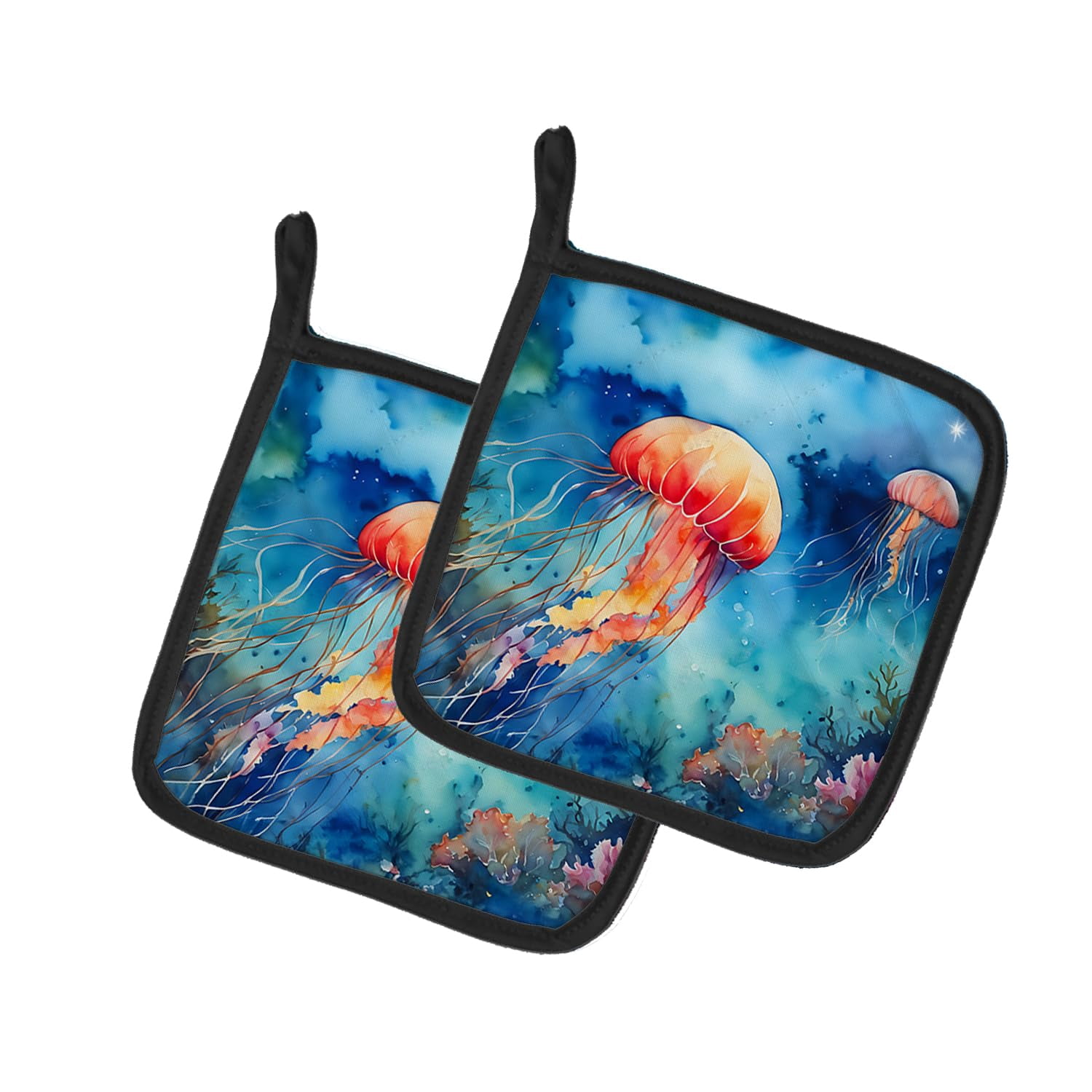 Carolines Treasures 7.5 x 7.5 in. Jellyfish Pot Holders - Set of 2 ...