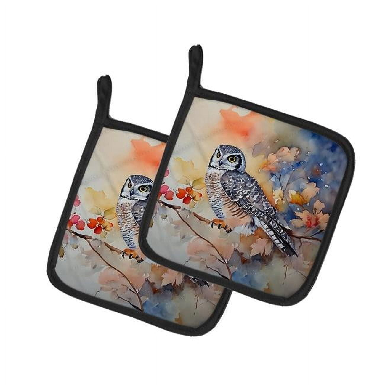 Carolines Treasures 7.5 x 7.5 in. Northern Hawk Owl Pot Holders - Set ...