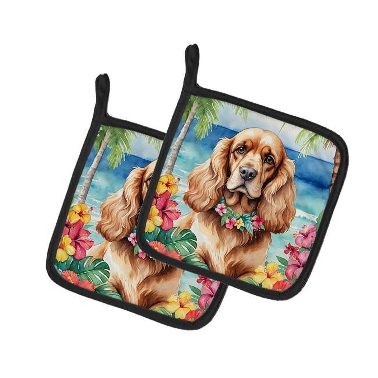 Carolines Treasures 7.5 x 7.5 in. Unisex Cocker Spaniel Luau Pair of ...